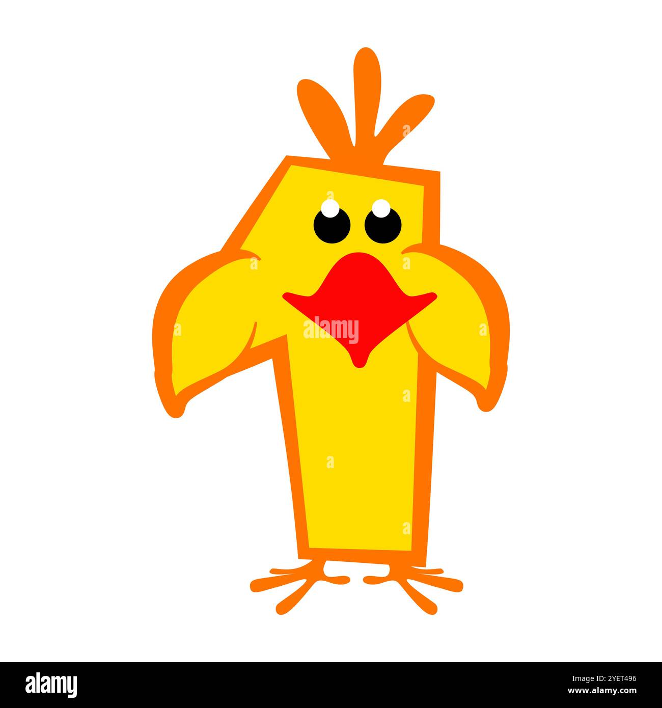 Cartoon number 1 like yellow chicken, figure One. Cartoon of number ...