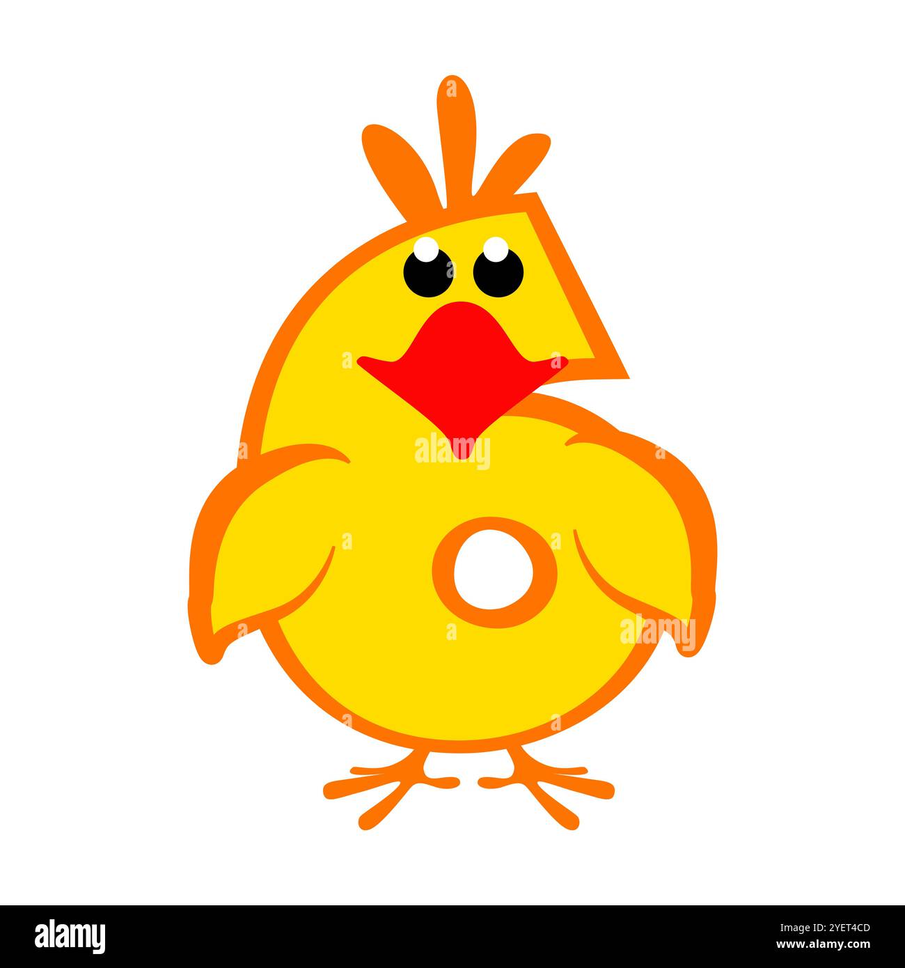 Cartoon number 6 like yellow chicken, figure Six. Calligraphy ...