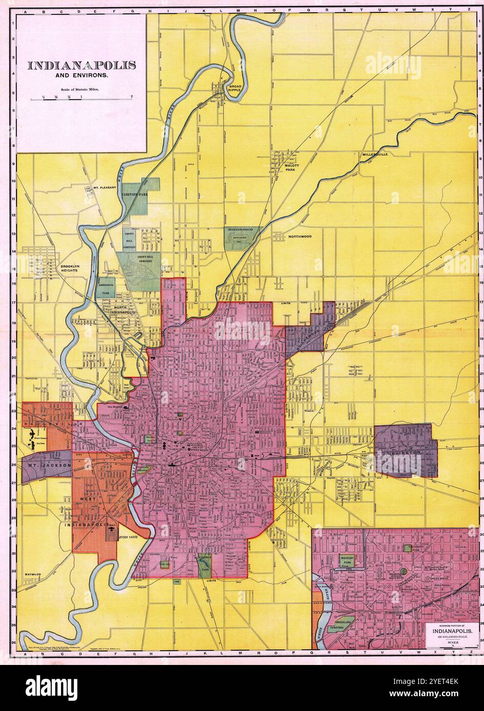 Vintage Detailed Indianapolis City Map Printable Download Travel Poster ...