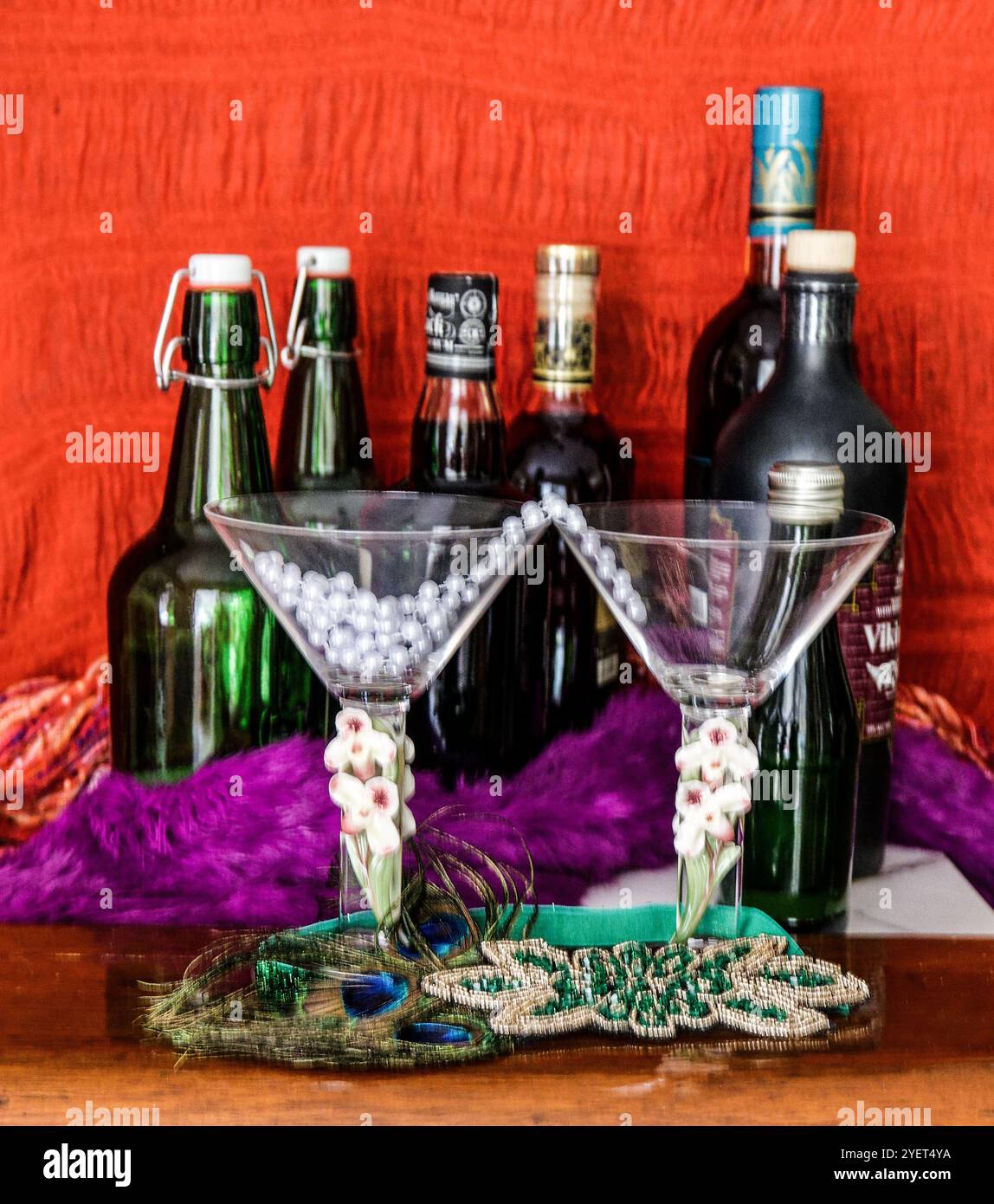 A tavern bar top is set for a flapper party Stock Photo - Alamy