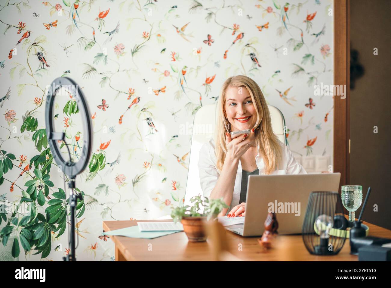 business woman professional with smartphone and laptop, positive ...