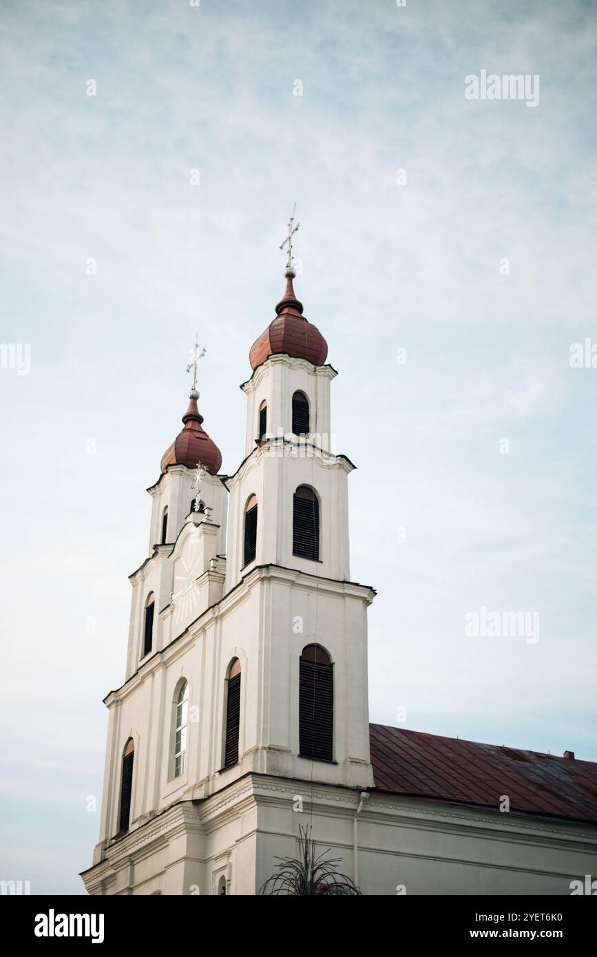 White church with two towers. High quality illustration Stock Photo - Alamy