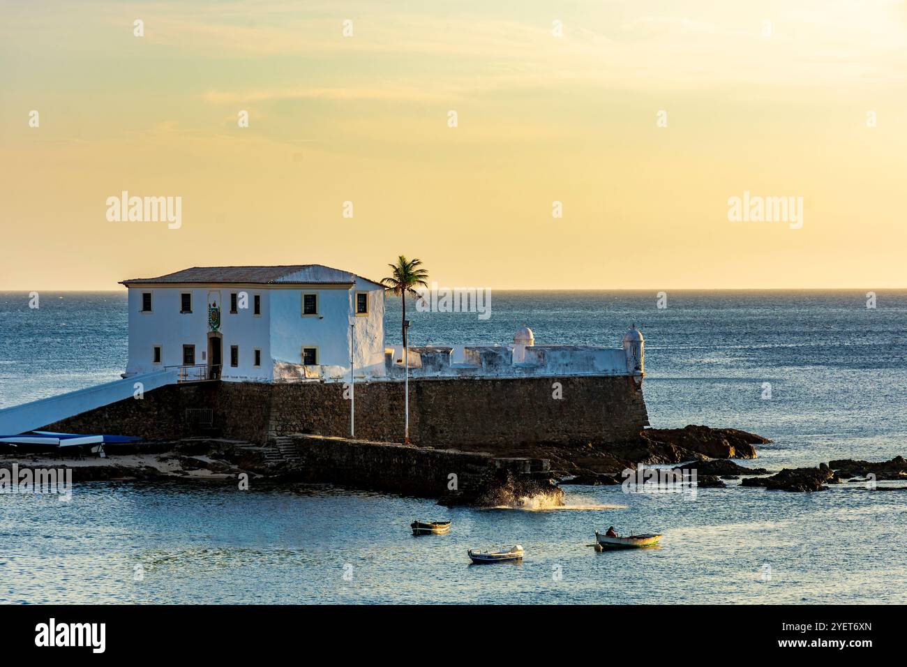 Antique Santa Maria Fort in the waters of Porto da Barra beach in ...