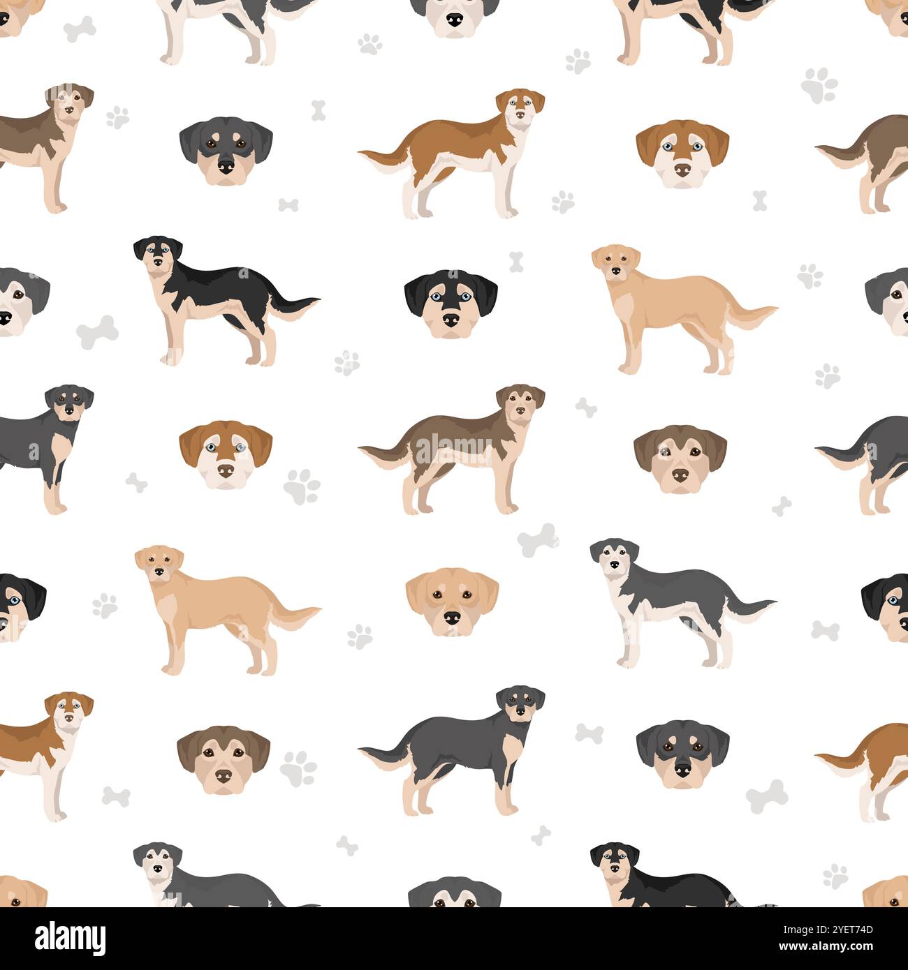 Alaskan Malador seamless pattern. Alaskan Malamute Labrador Retriever ...