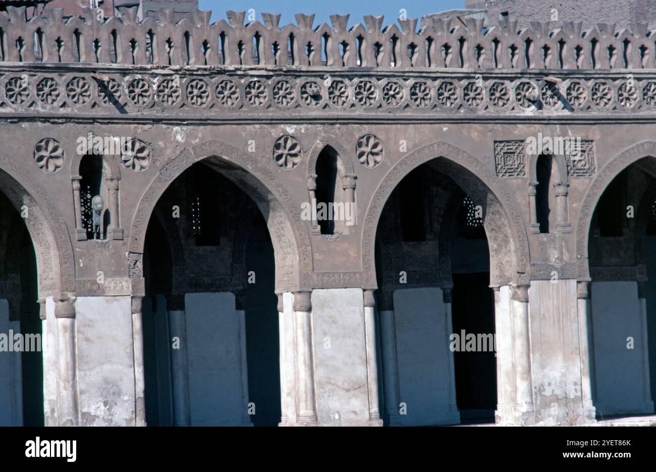 Detail, collar and pinnacle frieze, inner courtyard, Mosque of Ibn ...