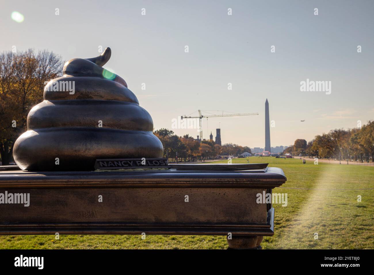 A bronze art installation depicting a 'poop' on former House Speaker ...
