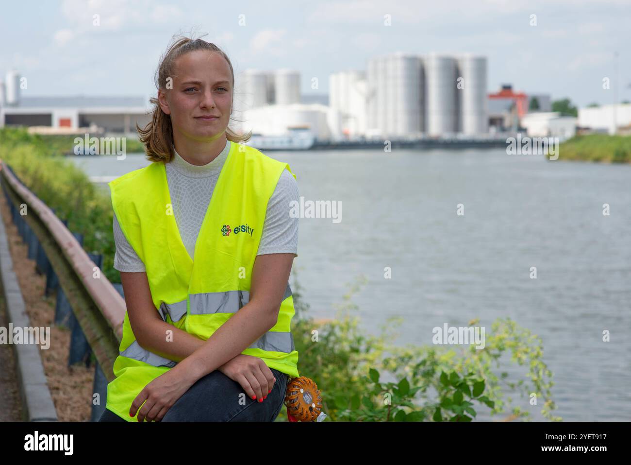 Portrait Female Factory Worker Portrait Female Factory Worker at a Paper Processing Plant in ...