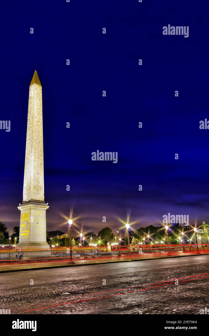 Paris night concorde square luxor obelisk hi-res stock photography and ...