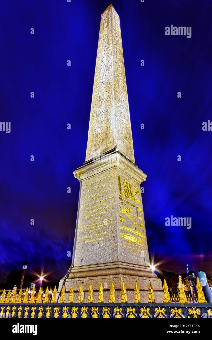 Paris night concorde square luxor obelisk hi-res stock photography and ...
