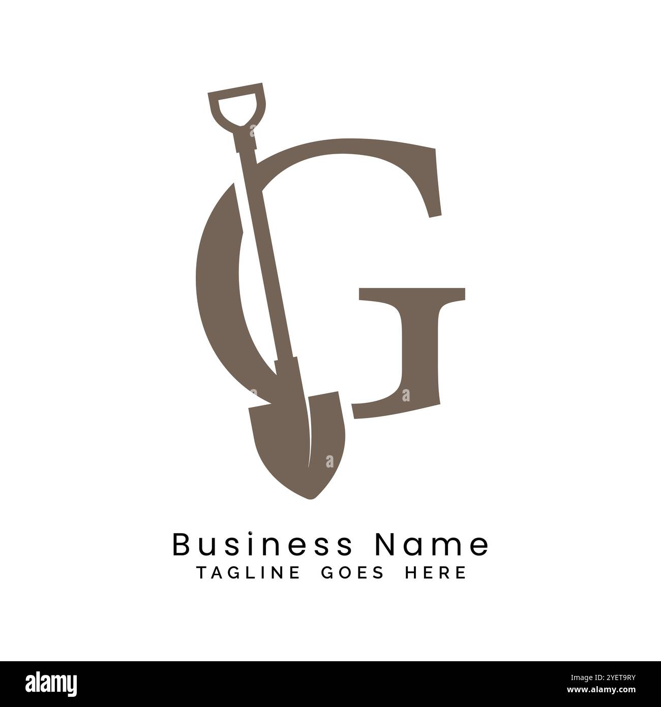 Letter G shovel logo design. Alphabet G construction icon Stock Vector ...
