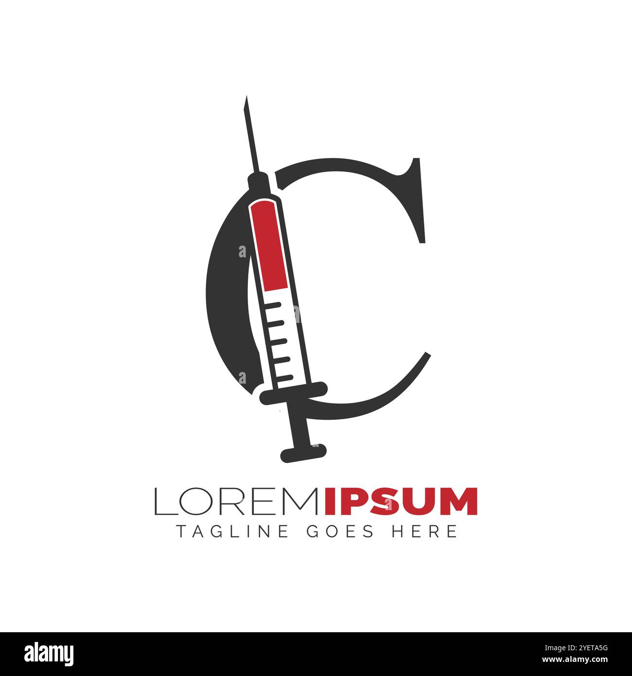 Letter C Injection Logo Design. Alphabet C Syringe icon illustration ...