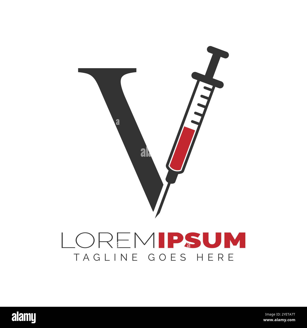 Letter V Injection Logo Design. Alphabet V Syringe icon illustration ...