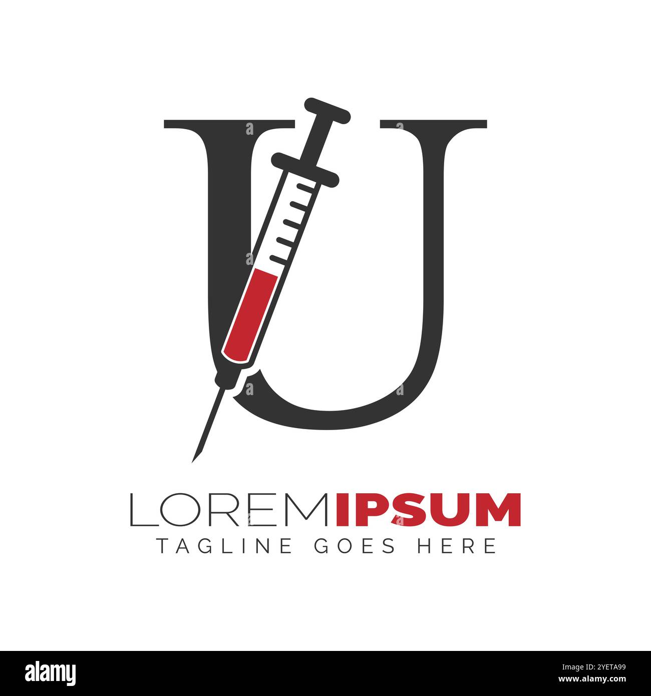 Letter U Injection Logo Design. Alphabet U Syringe icon illustration ...