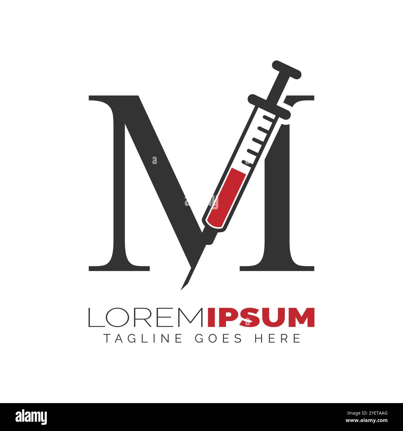 Letter M Injection Logo Design. Alphabet M Syringe icon illustration ...
