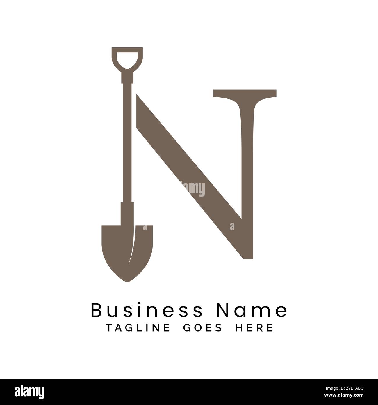 Letter N shovel logo design. Alphabet N construction icon Stock Vector ...