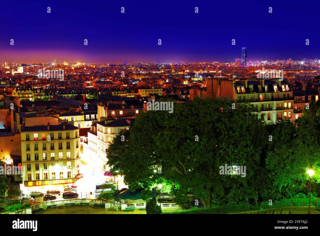 Night view of Paris from the hill of Montmartre.Paris. France Stock ...
