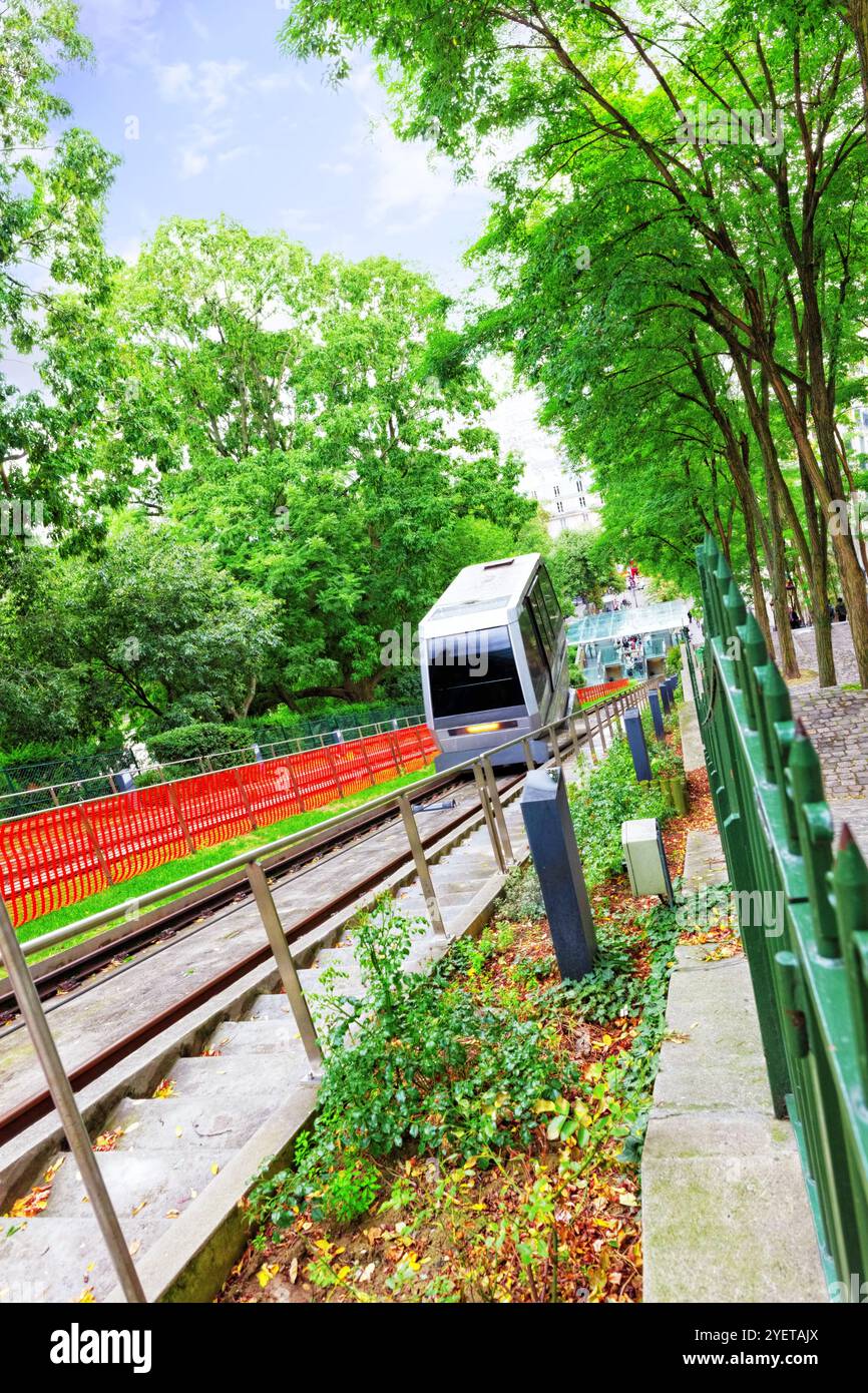 Cable car (monorail) lift to Montmartre. Paris. France Stock Photo - Alamy