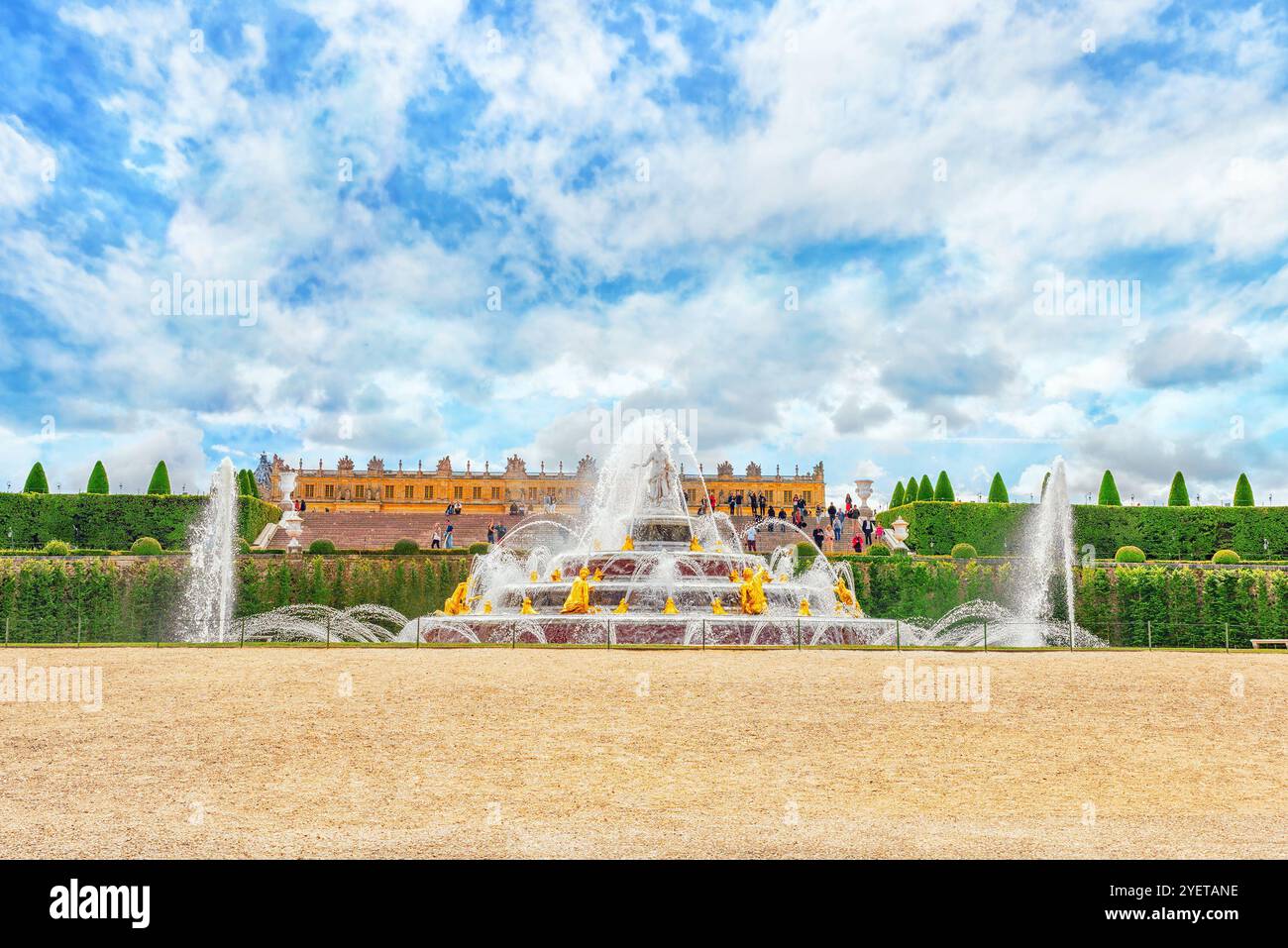 VERSAILLES, FRANCE- JULY 02, 2016 : Latona Fountain Pool, opposite the ...