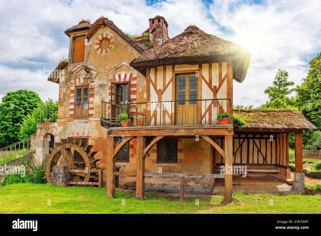 Landscape of hamlet Queen Marie Antoinette's estate near Versailles ...