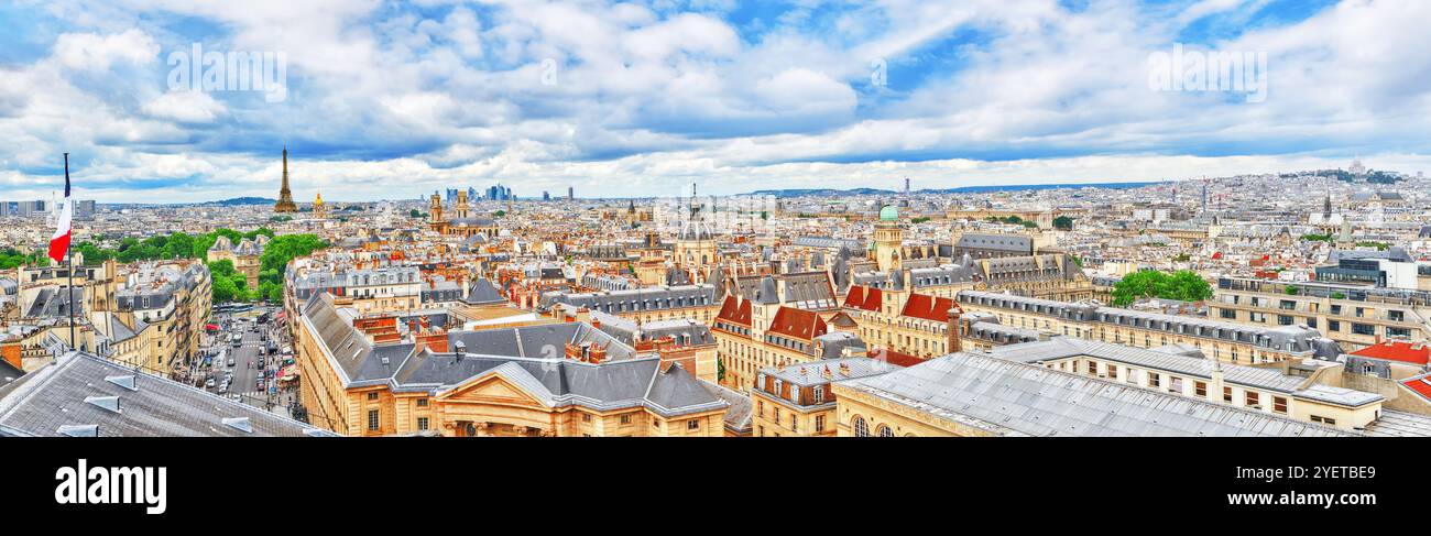 Beautiful panoramic view of Paris from the roof of the Pantheon. View ...