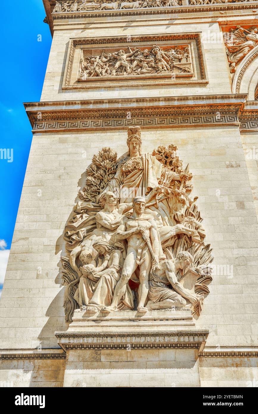 Moldings and decorations on the Arc de Triomphe in Paris. France Stock ...