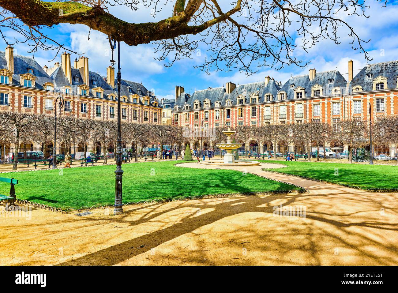 Paris,Prance-March 19,2024: Magnificent Place des Vosges in the heart ...