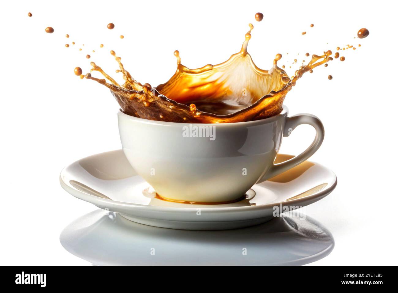 Coffee cup with a splash drop isolated on white background Stock Photo ...