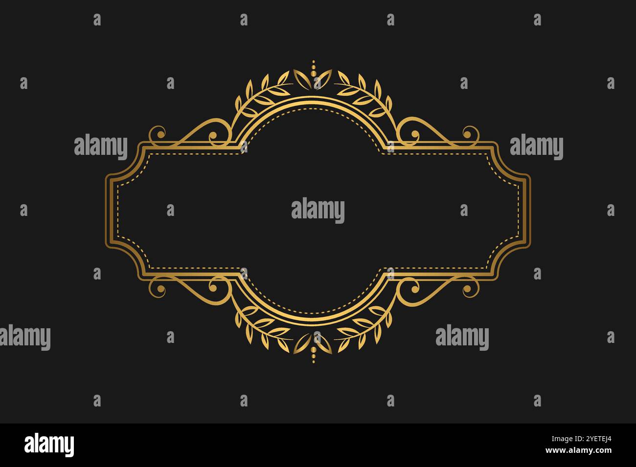 Elegant vintage gold retro frame on black background, with patterns ...