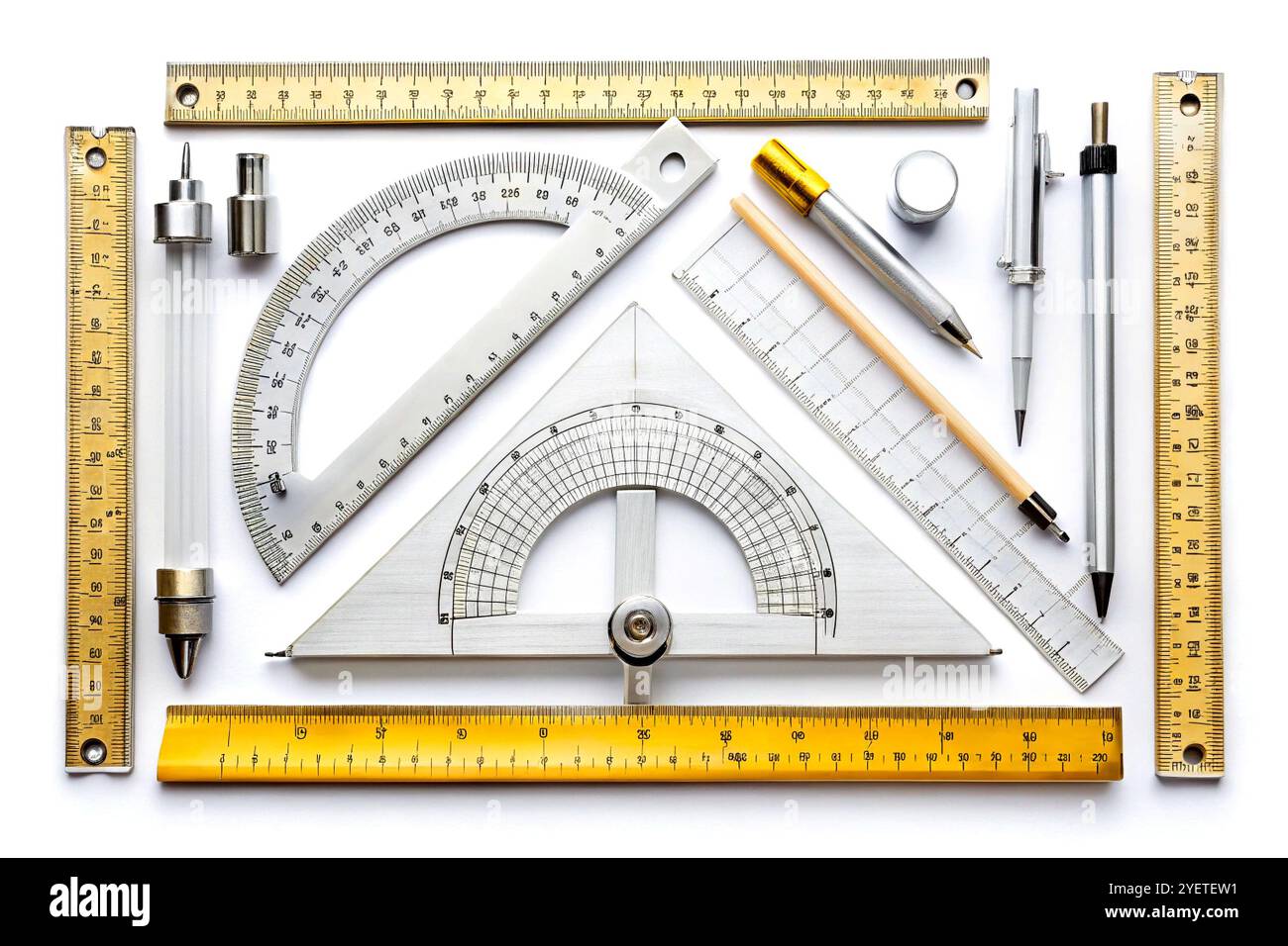 Geometry tools, isolated on white background Stock Photo - Alamy