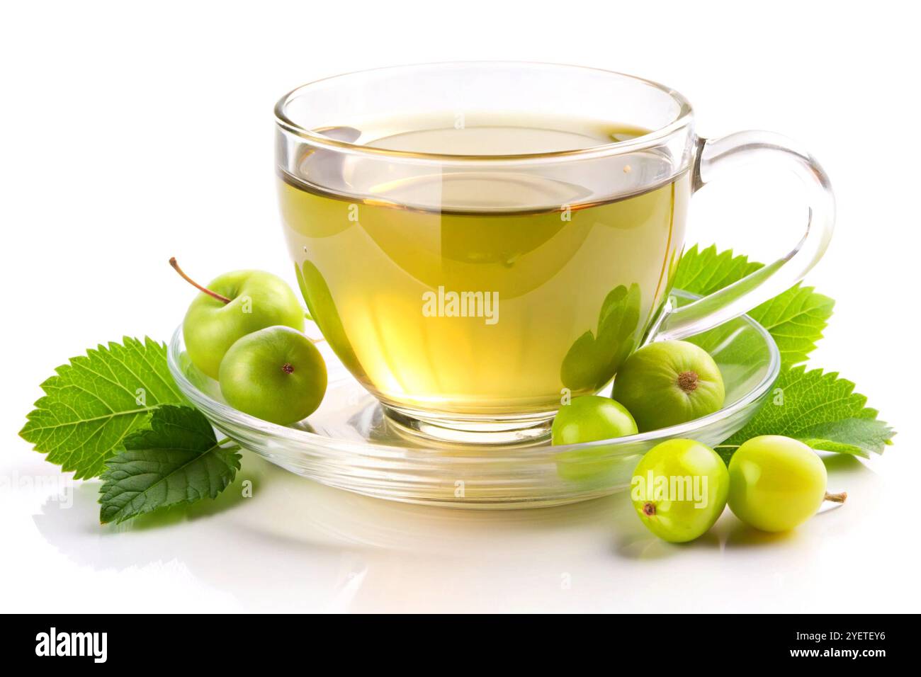 Herbal amla fruits with green tea , isolated on white background Stock ...