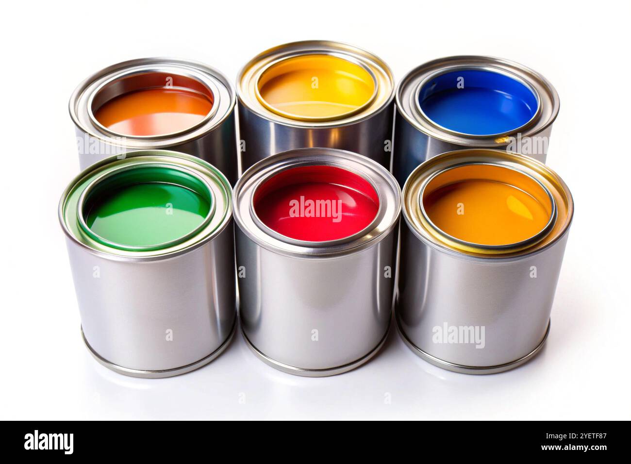 Paint cans isolated on white background Stock Photo - Alamy