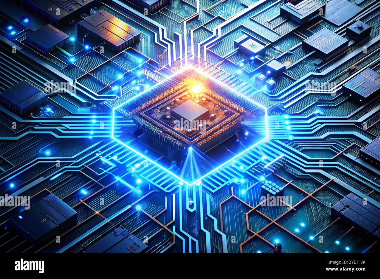 Quantum computer with glowing circuits and complex algorithms Stock ... Quantum computer with glowing circuits and complex algorithms Stock ...