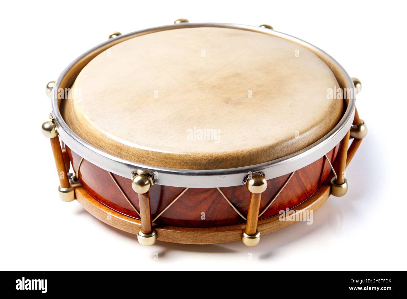Small hand drum, isolated on white background Stock Photo - Alamy