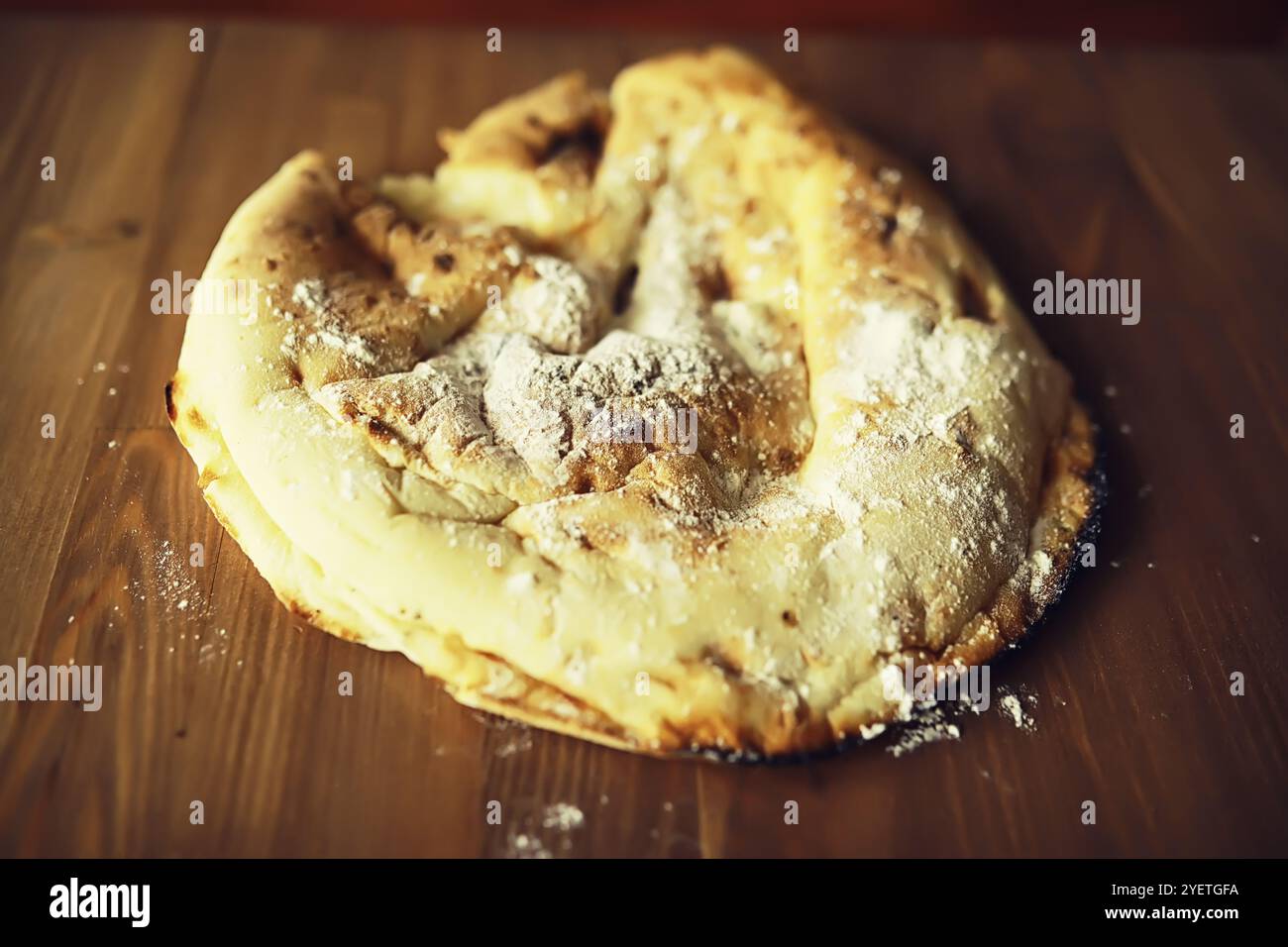 Lavash from whole grain durum flour. Handmade fresh pastries. Flour ...