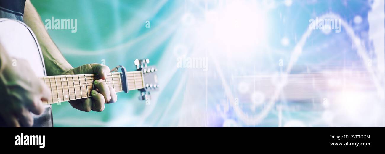 An acoustic guitar for artist playing a stringed musical instrument on ...