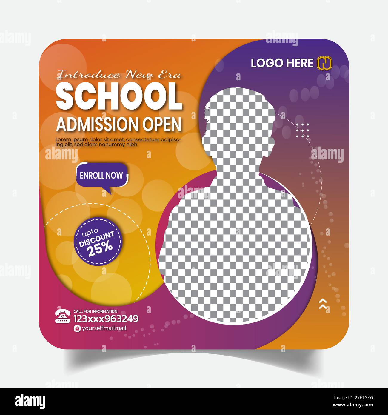 Modern Kids School Advertising Social Media Post Design Banner Stock ...