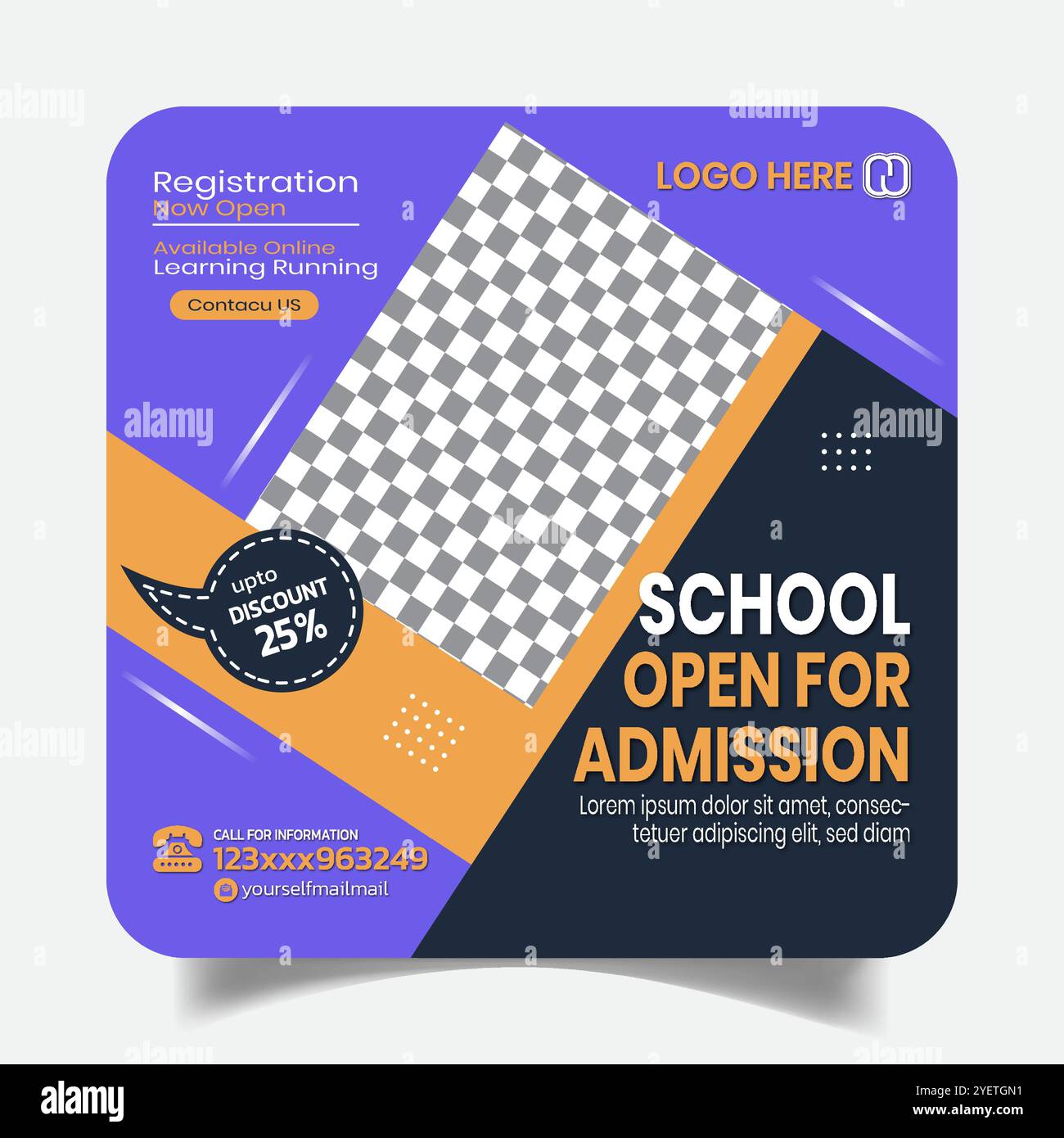 Luxury School Advertisement Social Media Post Design Layout Stock ...