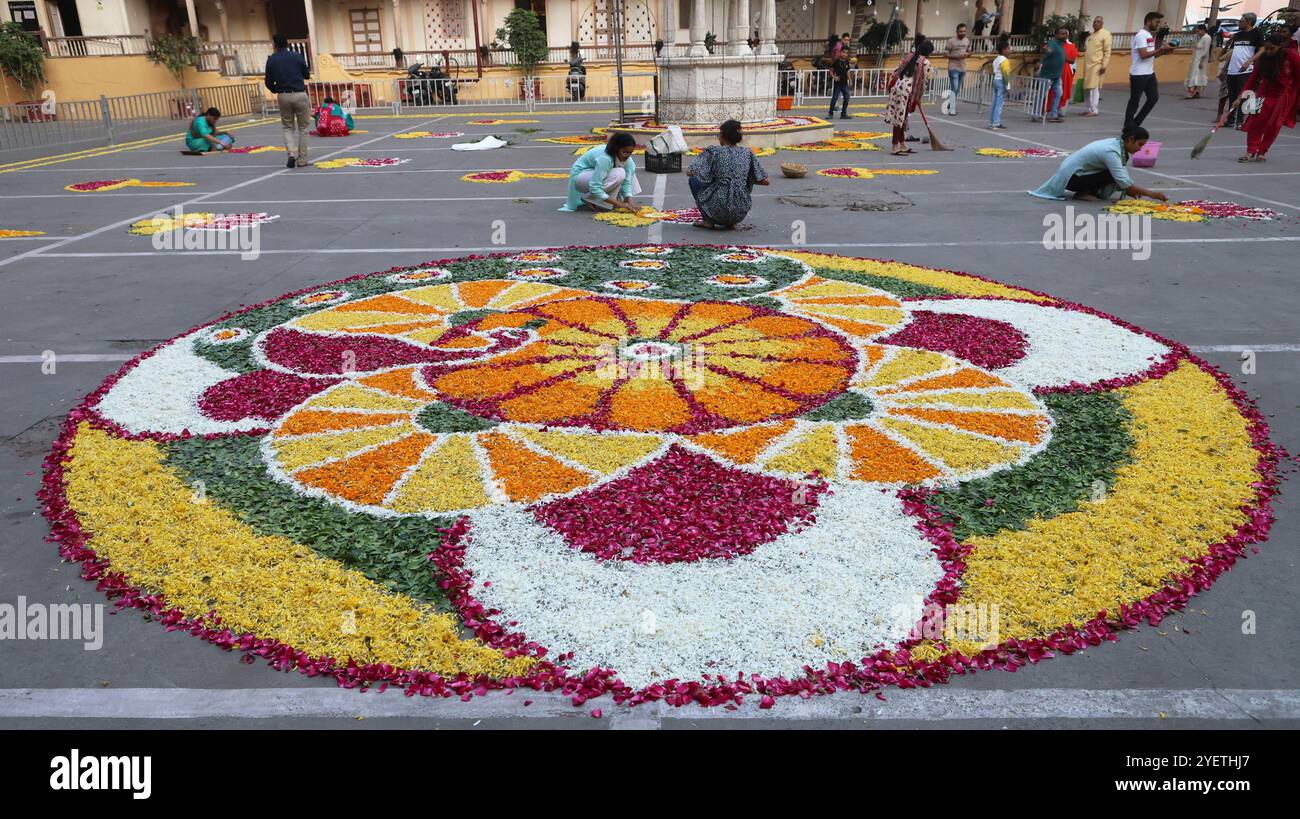 Rangoli patterns made from the petals of flowers, to celebrate the ...