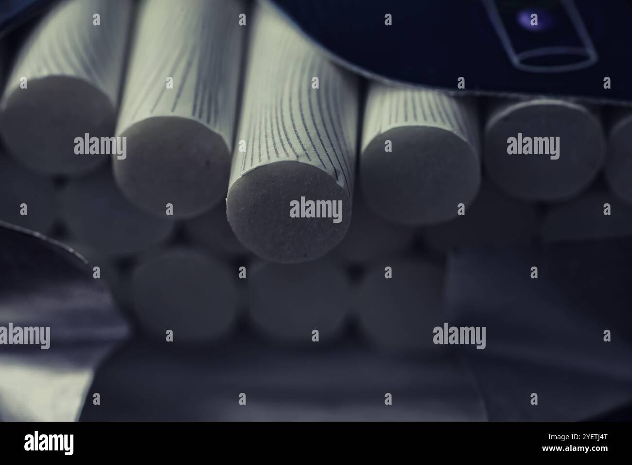 Tobacco smoking. Cigarettes in pack. Harmful deadly habit of smoking ...