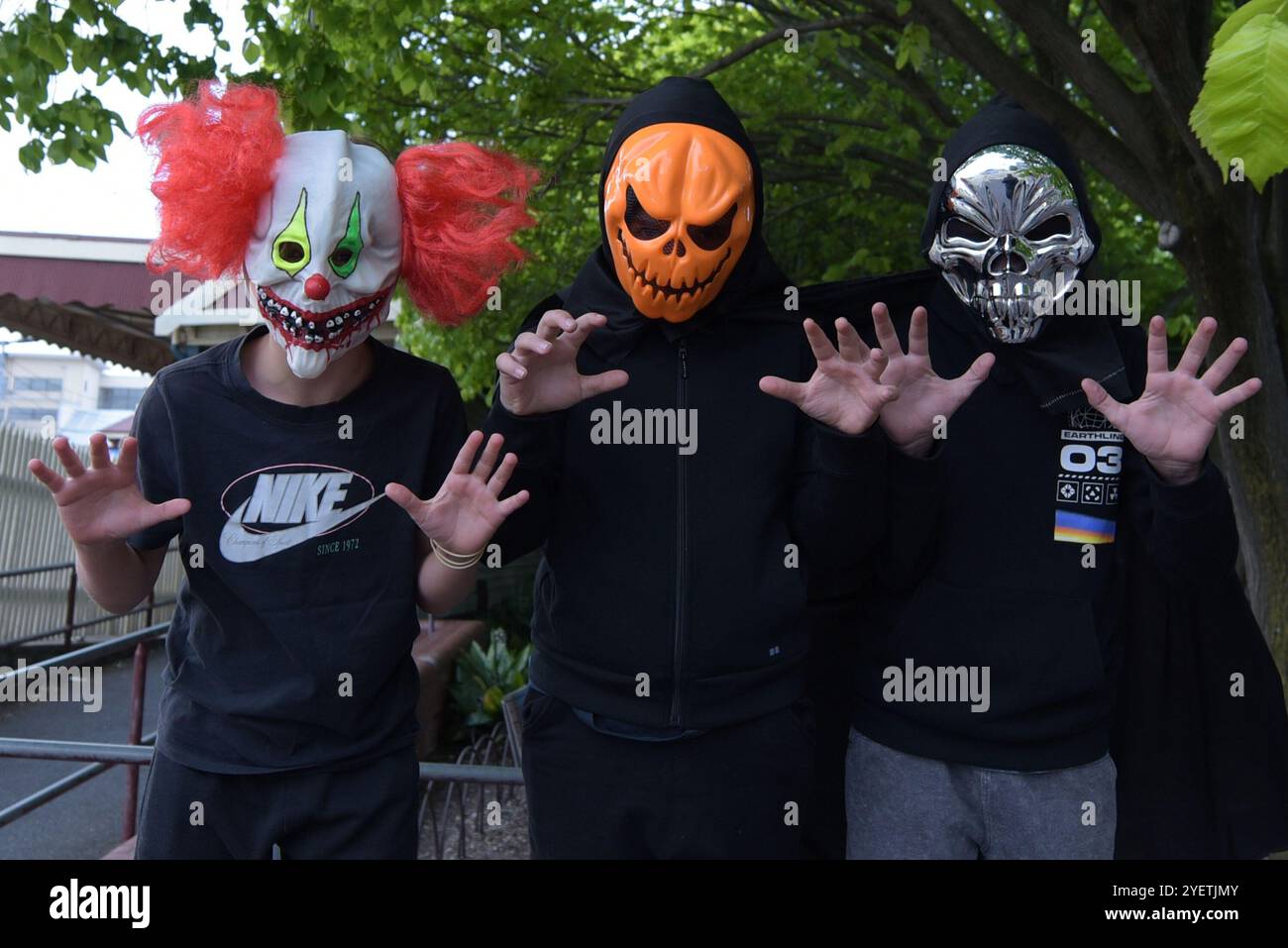 People celebrating Halloween at Yarra Ville in Melbourne. Halloween, or ...