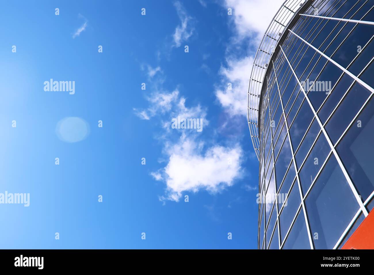Architectural detail of the facade with multiple reflections of other ...