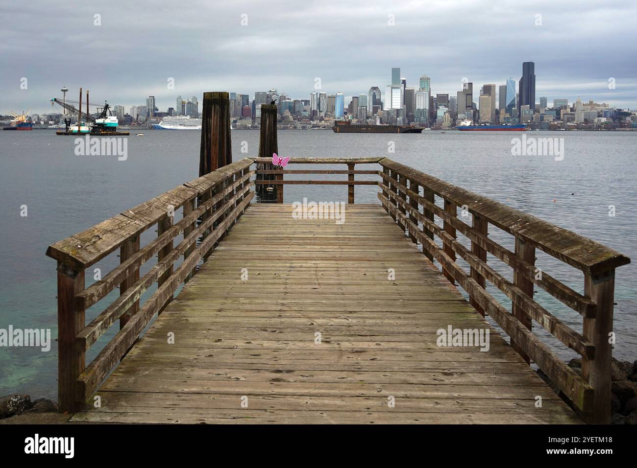 Views accross the Puget Sound towards the Seattle skyline in Washington ...
