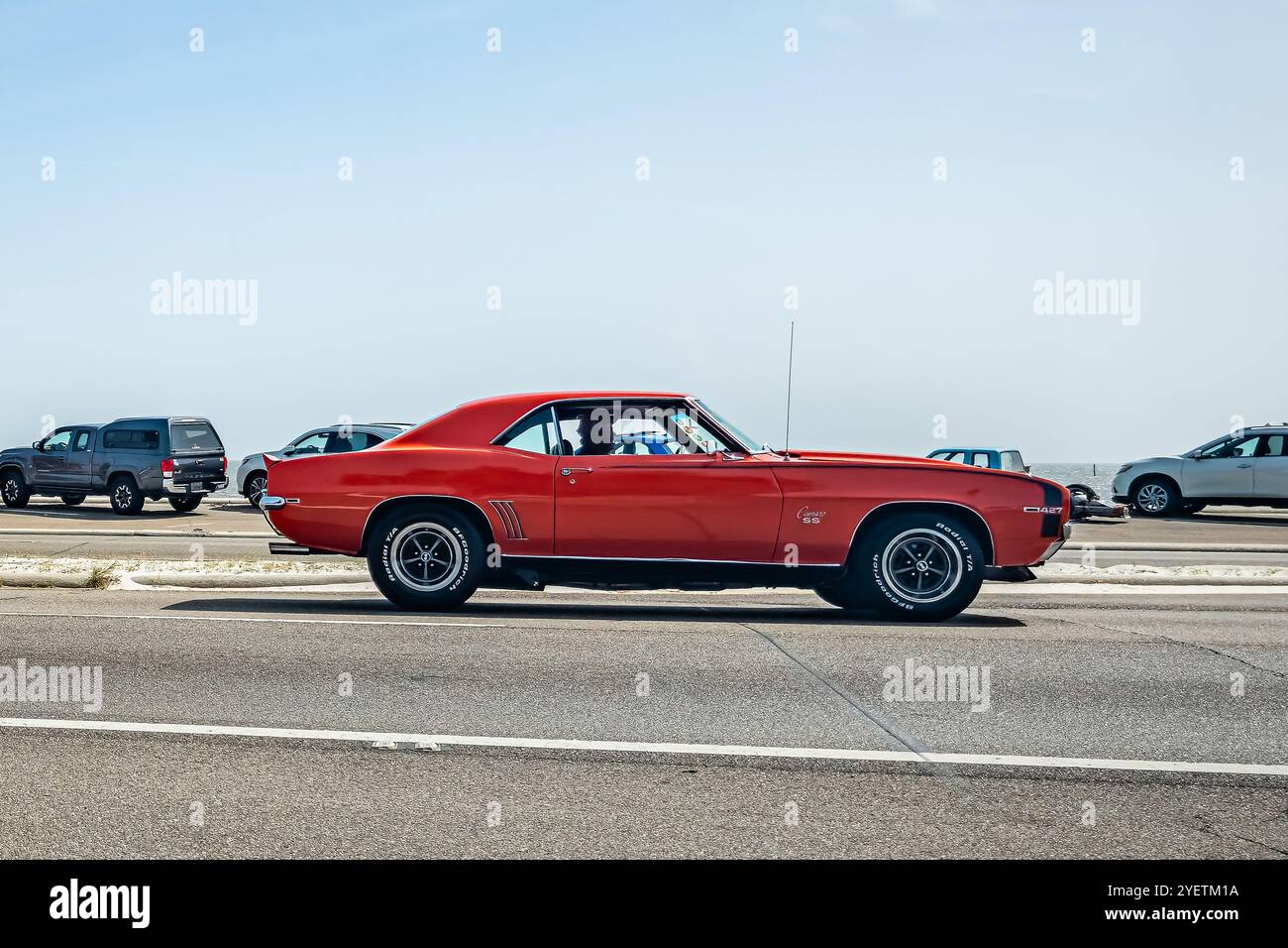 Gulfport, MS - October 04, 2023: Wide angle side view of a 1969 ...