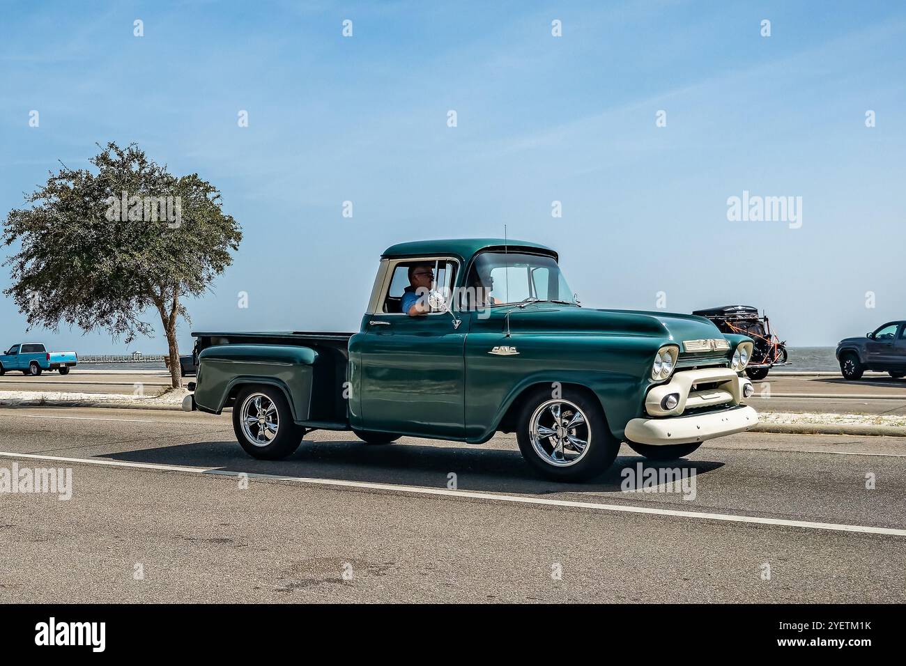 Gulfport, MS - October 04, 2023: Wide angle front corner view of a 1958 ...