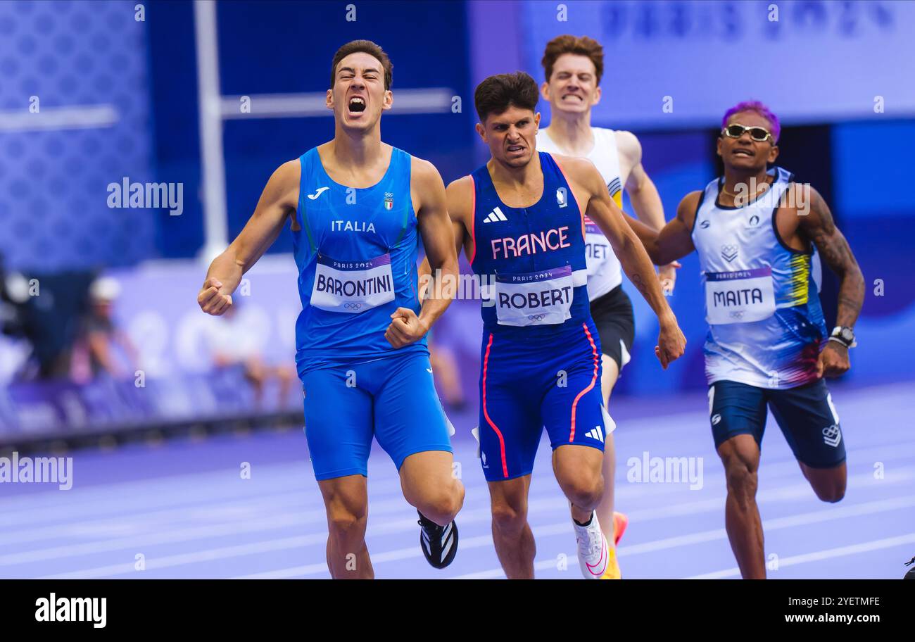 Simone Barontini participating in the 800 meters at the Paris 2024 ...
