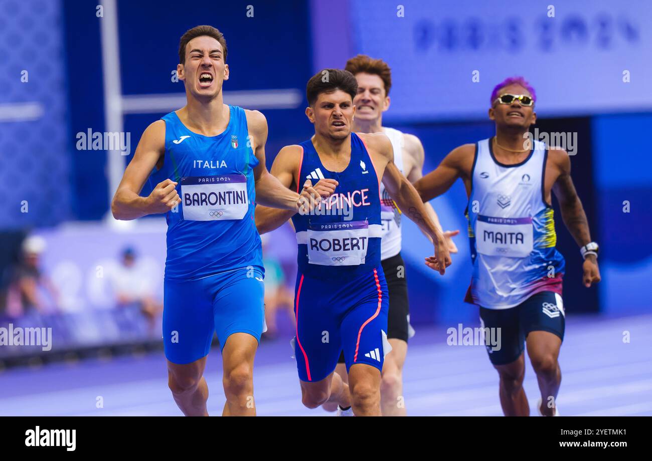 Simone Barontini participating in the 800 meters at the Paris 2024 ...