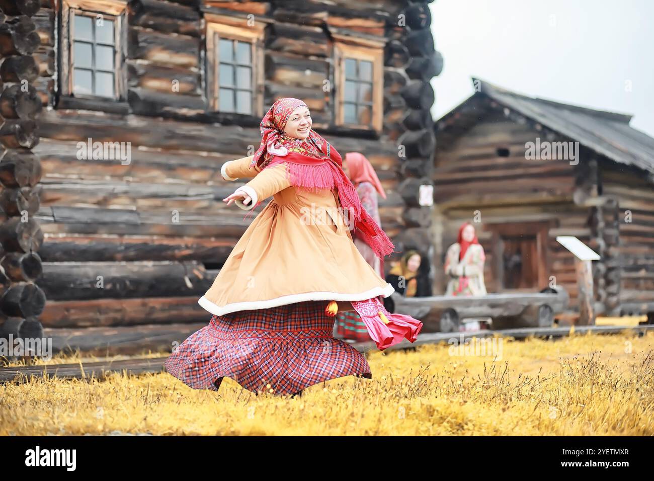 Traditional Slavic rituals in the rustic style. Outdoor in summer ...