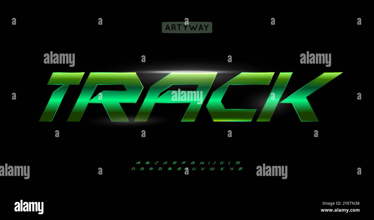 Dynamic racing alphabet, futuristic neon letters, intense glossy font ...
