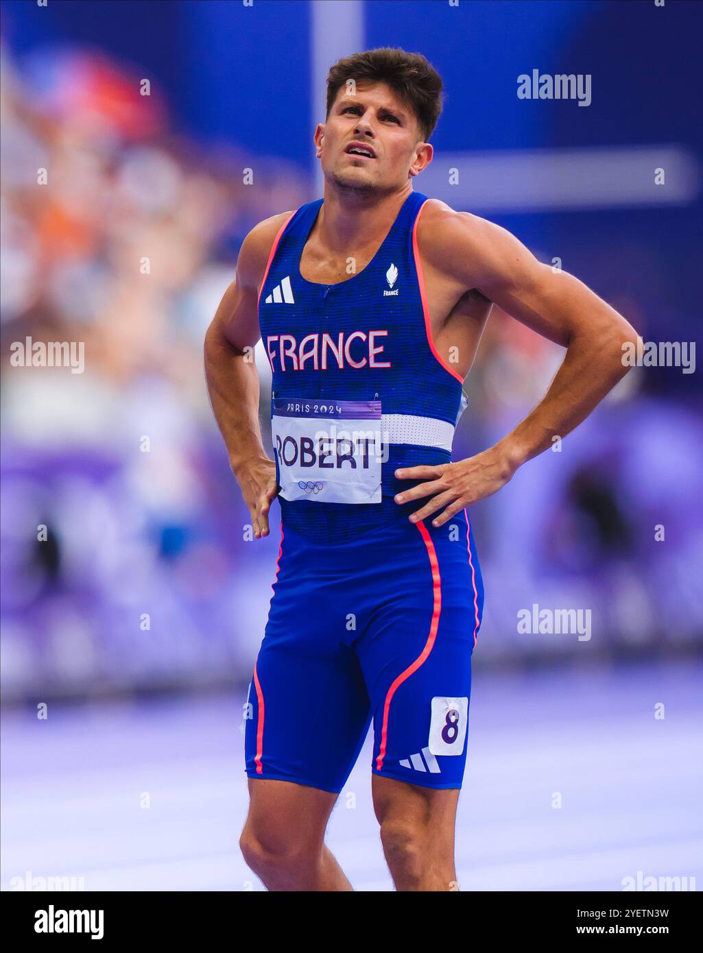 Benjamin Robert participating in the 800 meters at the Paris 2024 ...