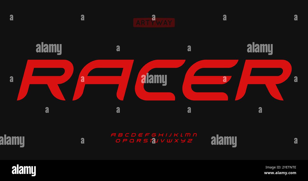 Fast racing alphabet, modern italic letters, turbocharged font for ...